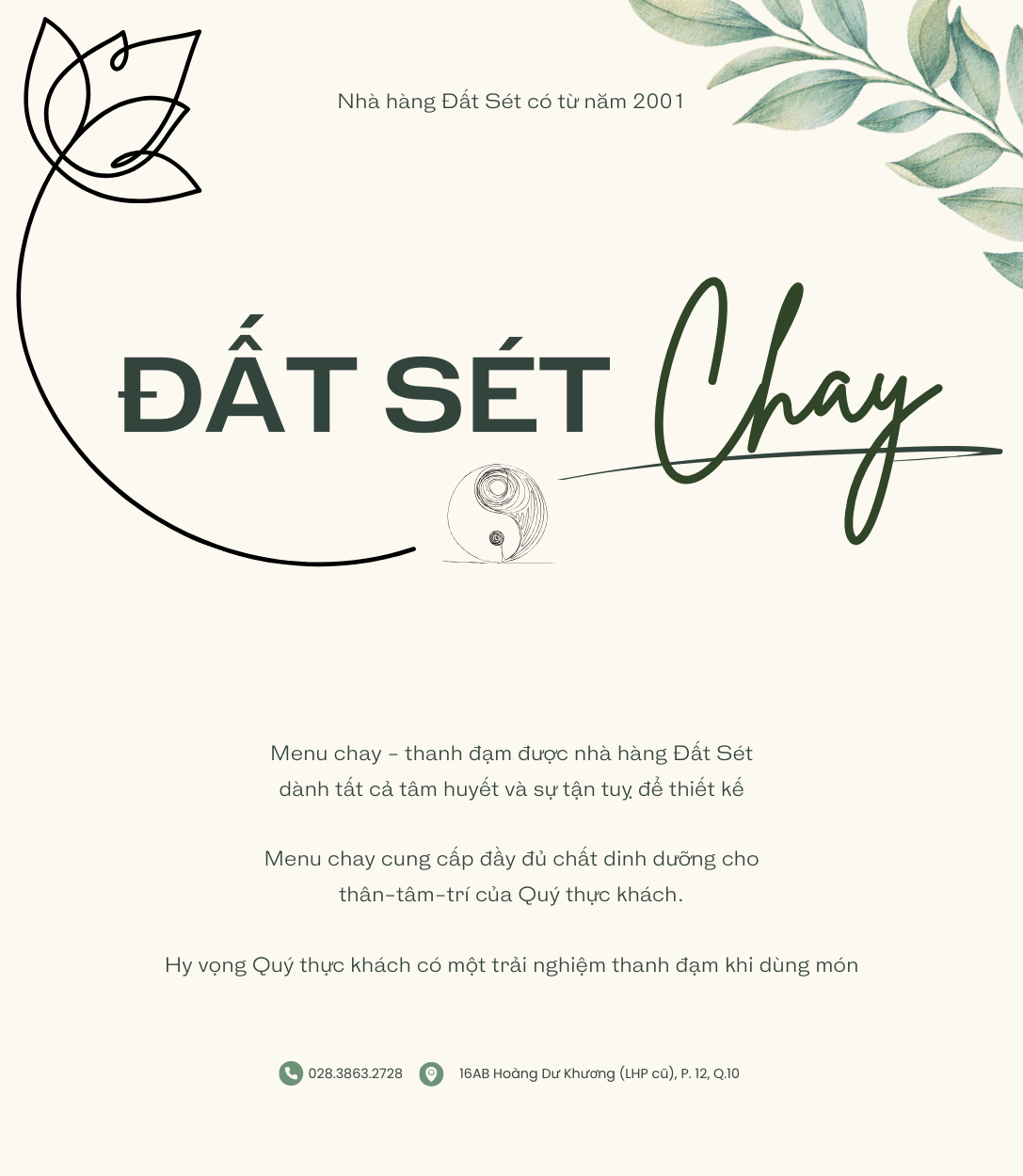 Thực đơn chay - Nhà hàng Đất Sét Quận 10